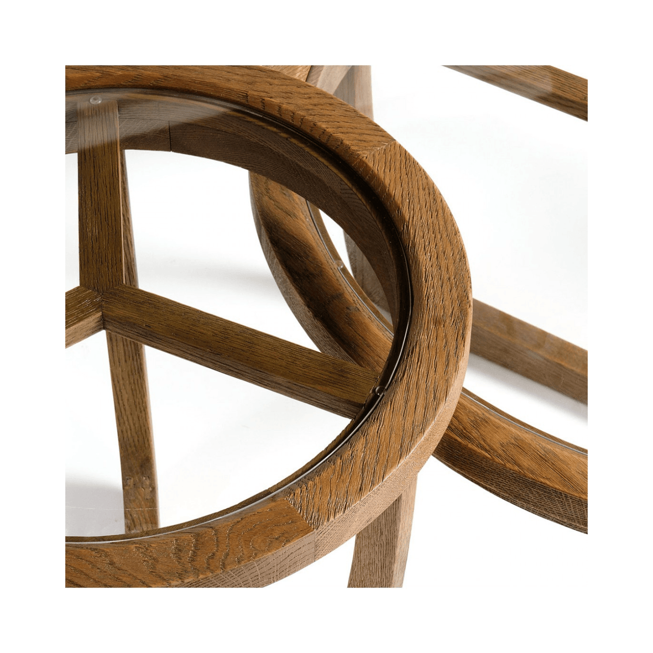 Ariana Natural Oak Wood Round Coffee Table with Glass Top – Maison Rêves UK