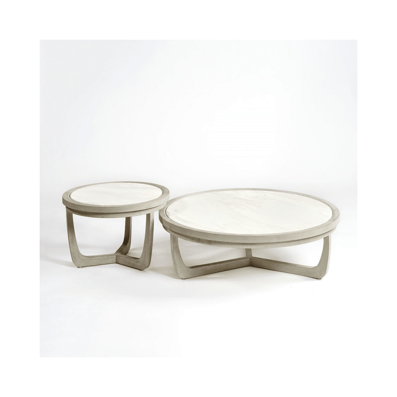 Ariana Off White Oak Wood Round Coffee Table with Marble Top – Maison ...