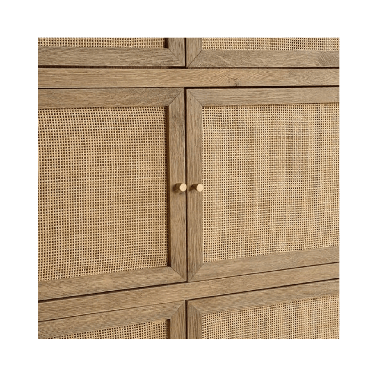 Arlet Natural Oak Wood Cabinet with Weaved Doors – Maison Rêves UK