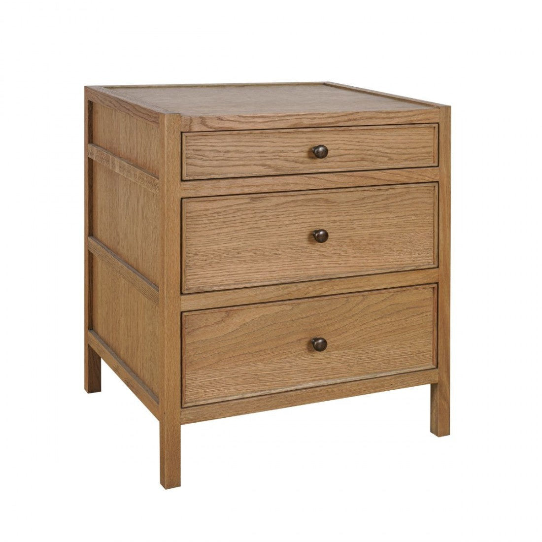 Maria Oak Wood Bedside Chest with 3 Drawers 50cm – Maison Rêves UK