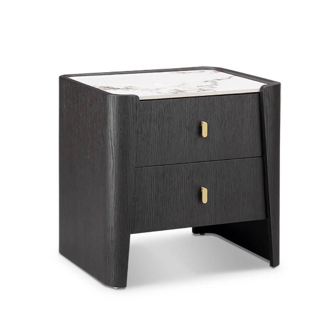 Kelly 2 Drawer Espresso Oak Bedside Chest Ceramic Marble by Eccotradin ...