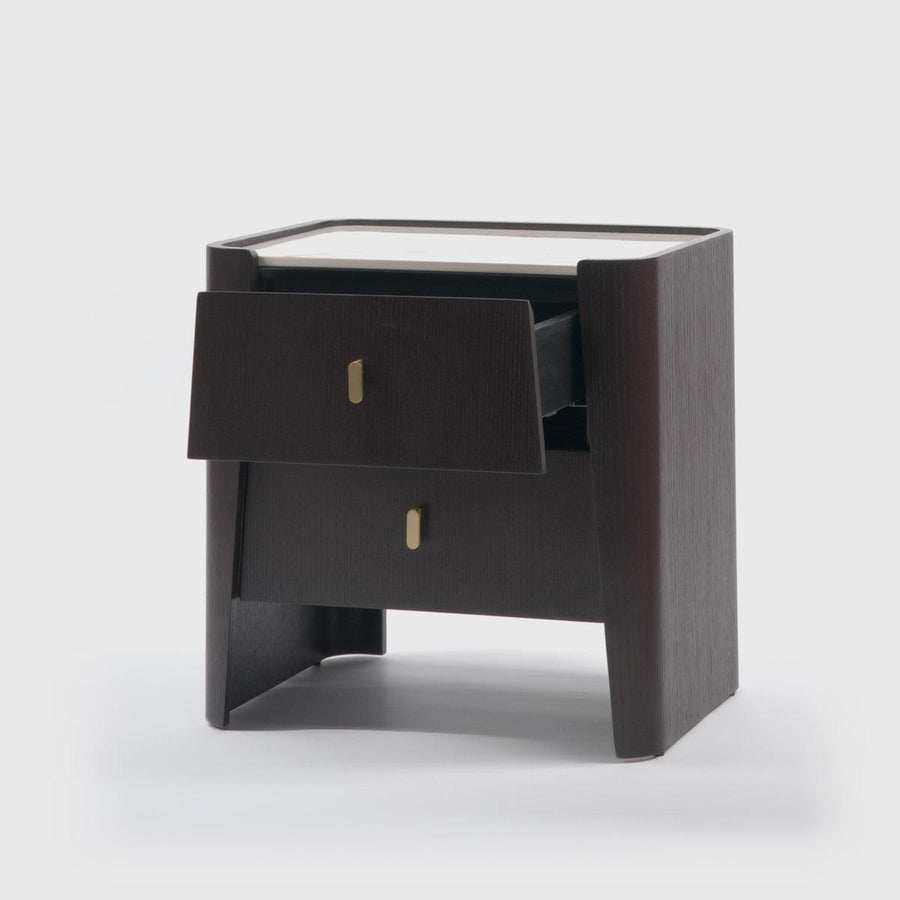 Kelly 2 Drawer Espresso Oak Bedside Chest Ceramic Marble by Eccotradin ...