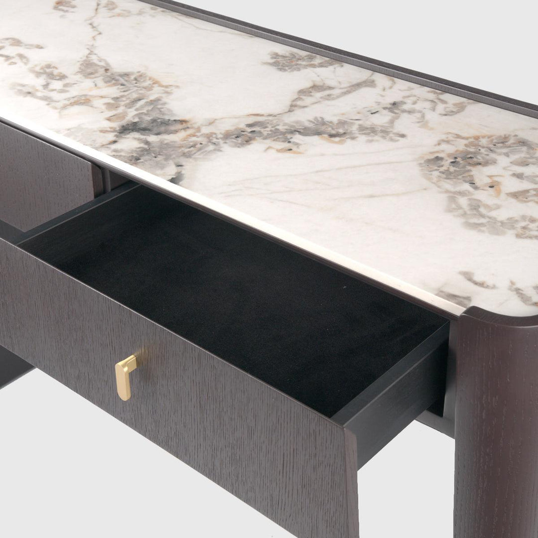 Kelly 2 Drawer Espresso Oak Console Table and Ceramic Marble by Eccotr ...
