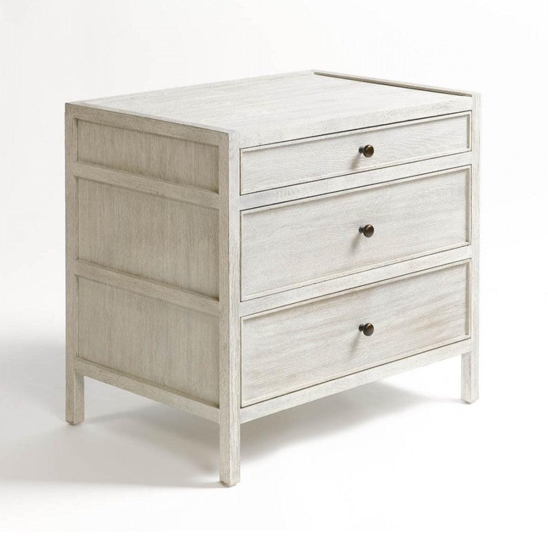 Maria Oak Wood Bedside Chest with 3 Drawers – Maison Rêves UK
