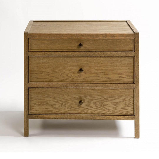 Maria Oak Wood Bedside Chest with 3 Drawers – Maison Rêves UK