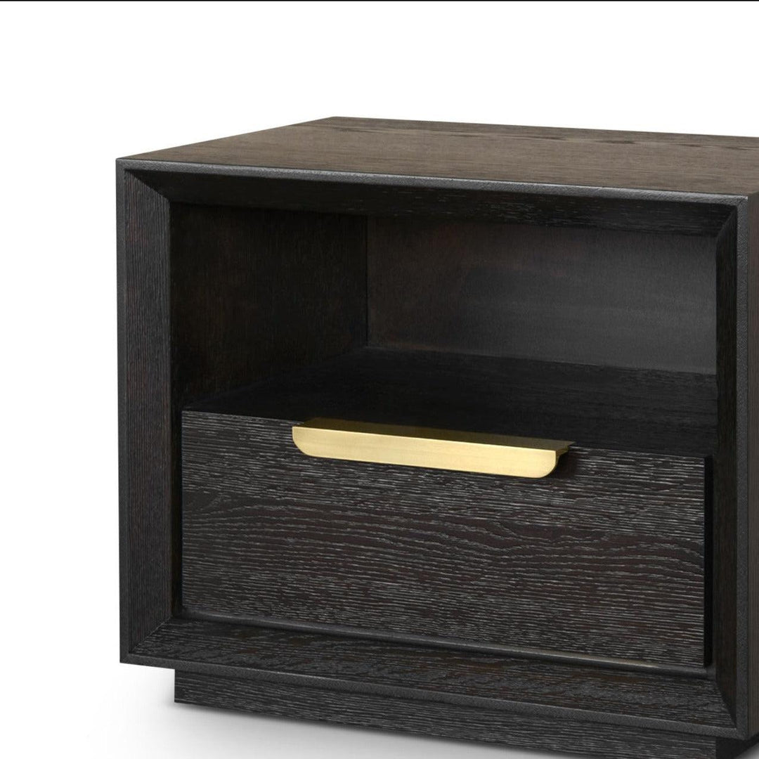 Aspen Dark Wooden Bedside Table with Gold Handle by Berkeley Designs ...