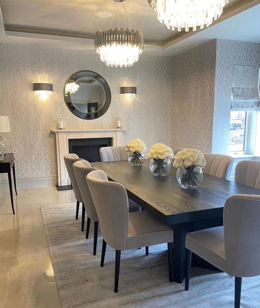 Lugano Textured Dark Oak Dining Table by Berkeley Designs – Maison Rêves UK